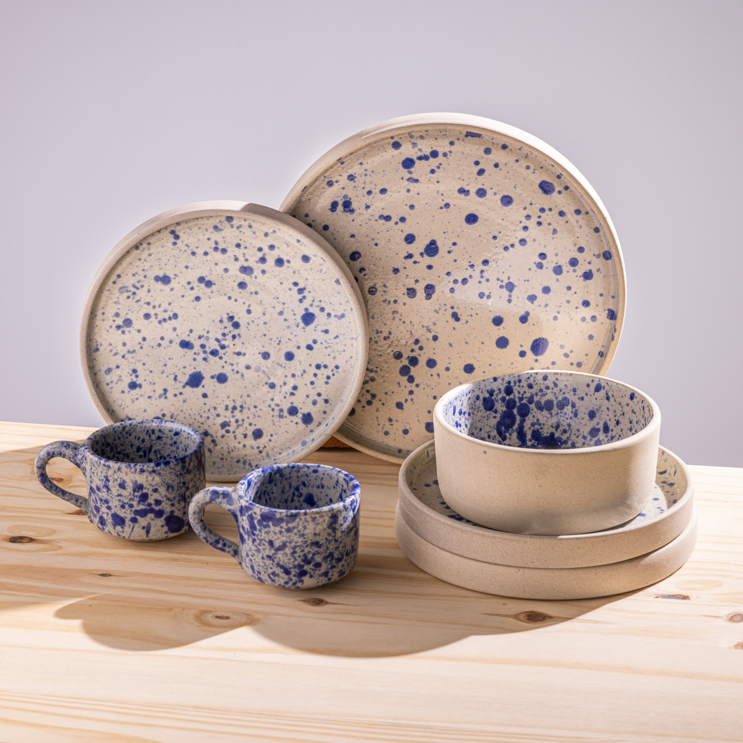 Vajilla Jaspeado Azul Brillante - Makario Cerámica